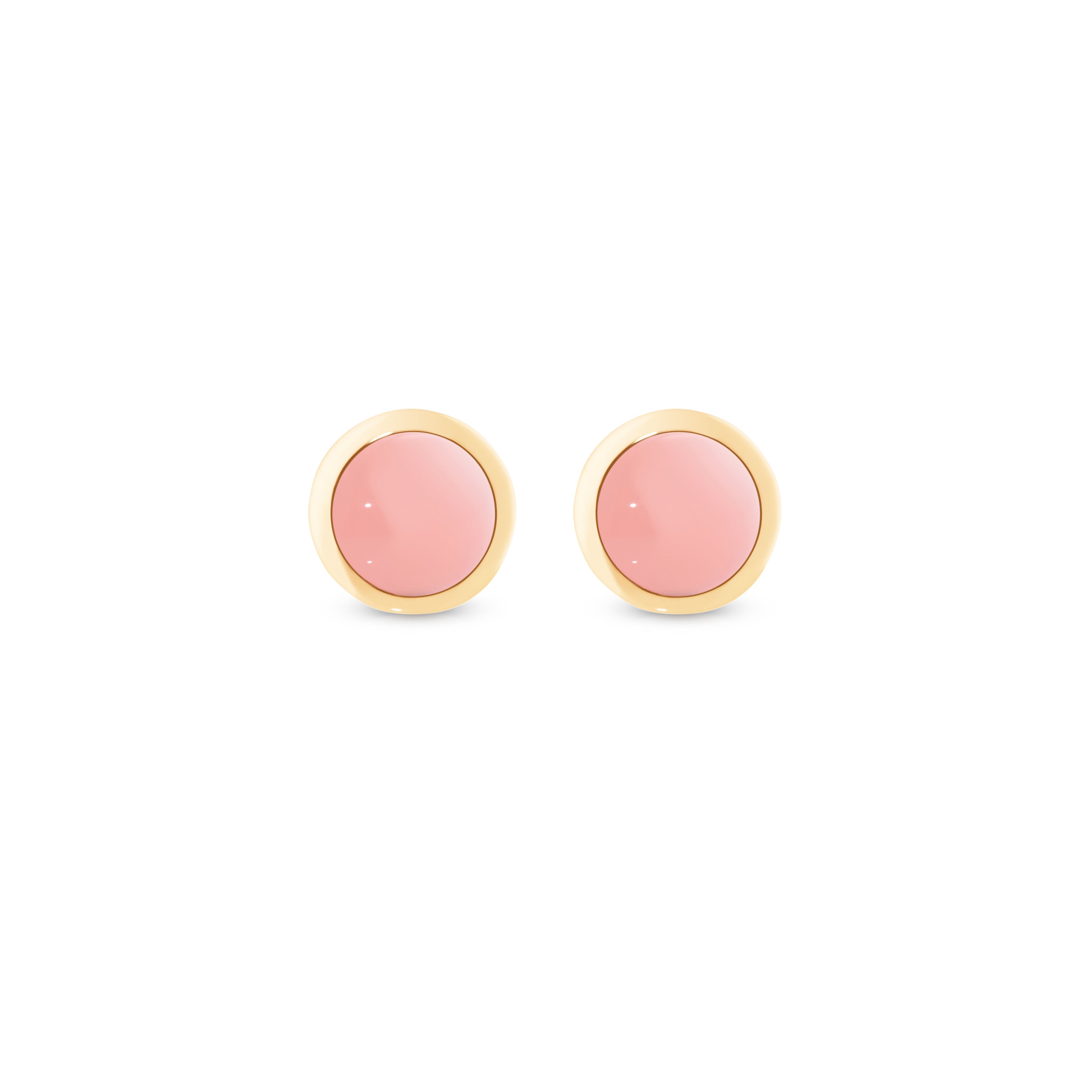 Circle sticker studs yellow gold with pink opal – Alina Abegg