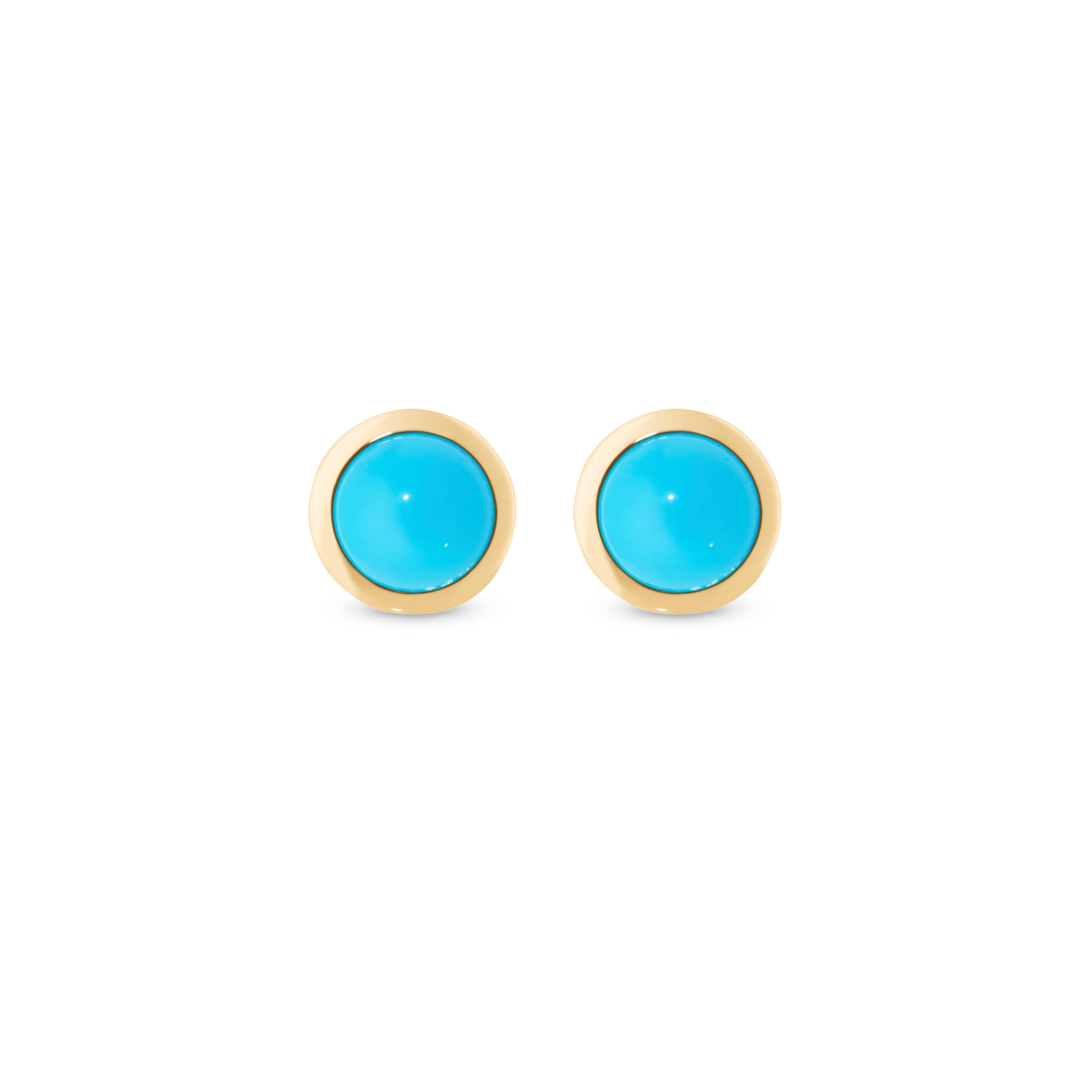 Circle sticker studs yellow gold with turquoise – Alina Abegg