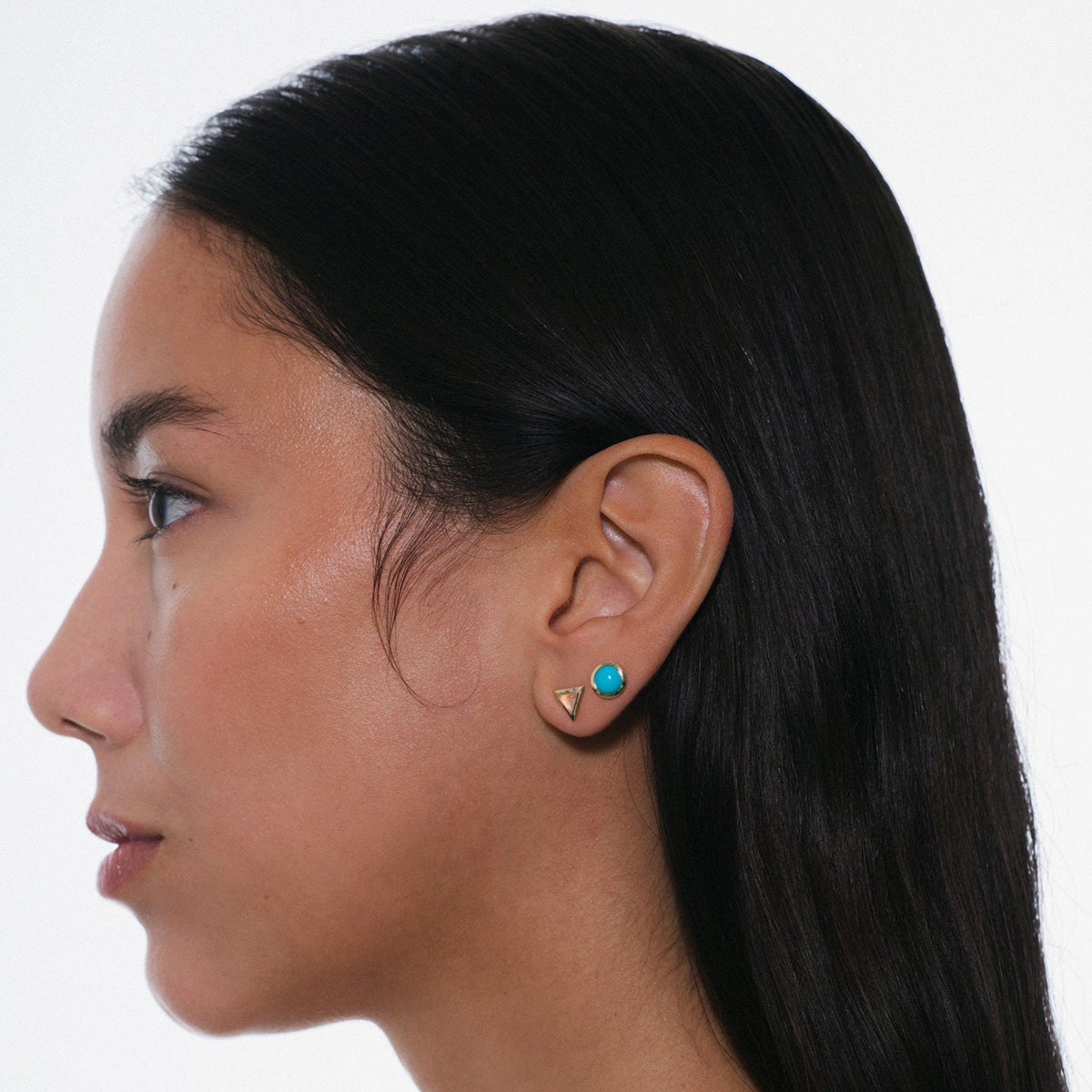 Circle sticker studs yellow gold with turquoise – Alina Abegg